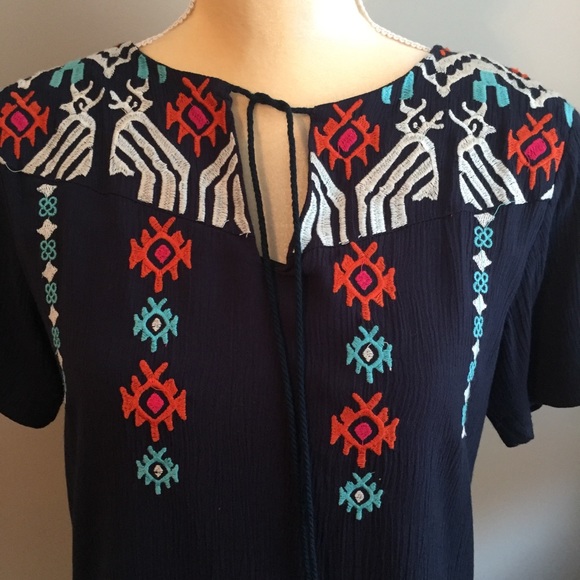 THML | Tops | 525 Thml Boho Chic Embroidered Tassel Top Xs | Poshmark